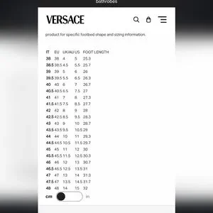 Versace Womens Size Chart